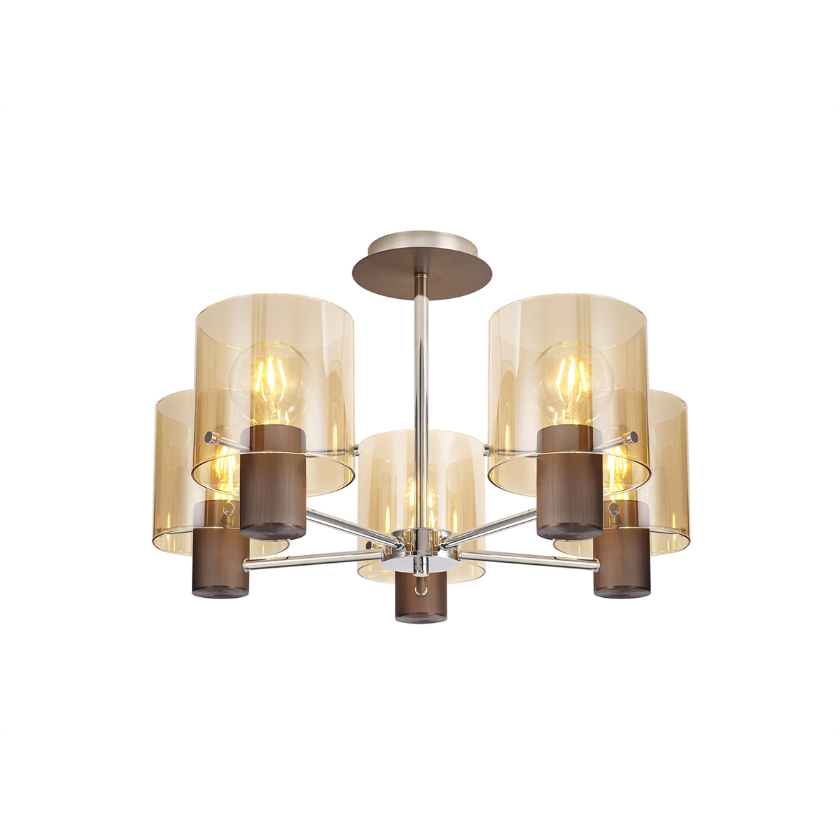 Brise Round 5 Lamp Semi Flush Shade Ceiling Light with a Mocha Finish ...